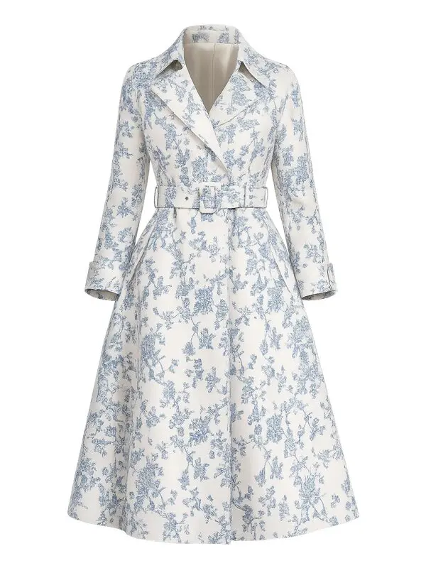 SANTINNI Sannini Belted Cotton Toile Trench Coat - Blue
