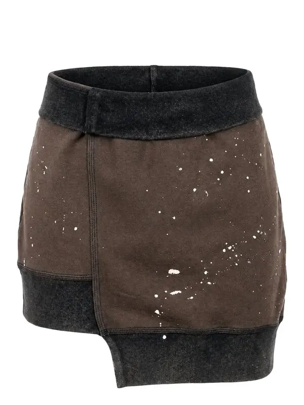 GAO REPUBLIC Asymmetrical Fleece Mini Skirt - Grey