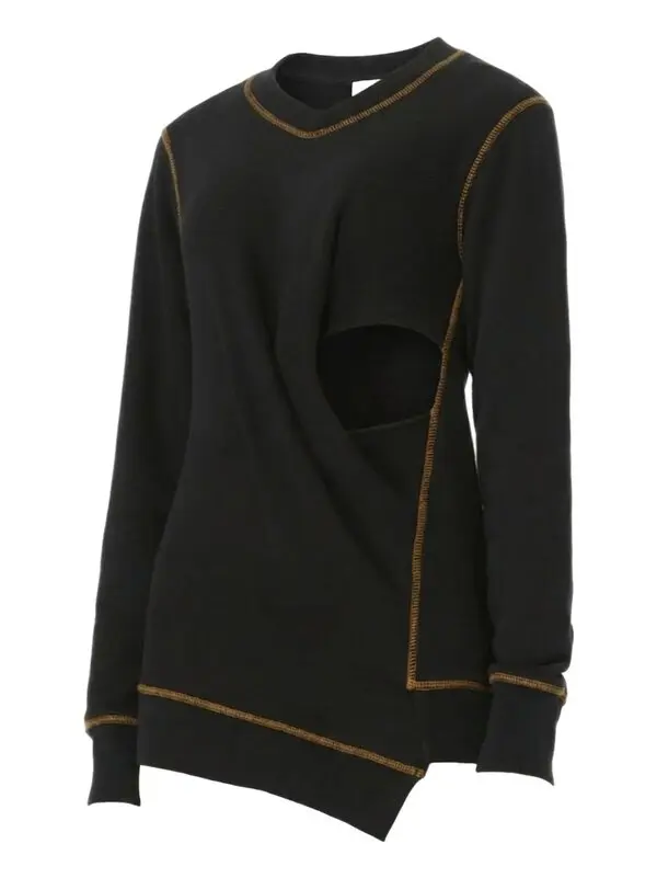 GAO REPUBLIC Longline Sweatshirt With Asymmetric Cut-out - Black