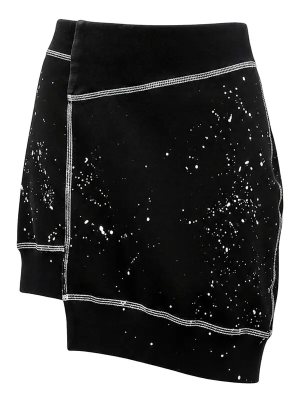 GAO REPUBLIC Asymmetrical Fleece Mini Skirt With Splatter Detail - Black