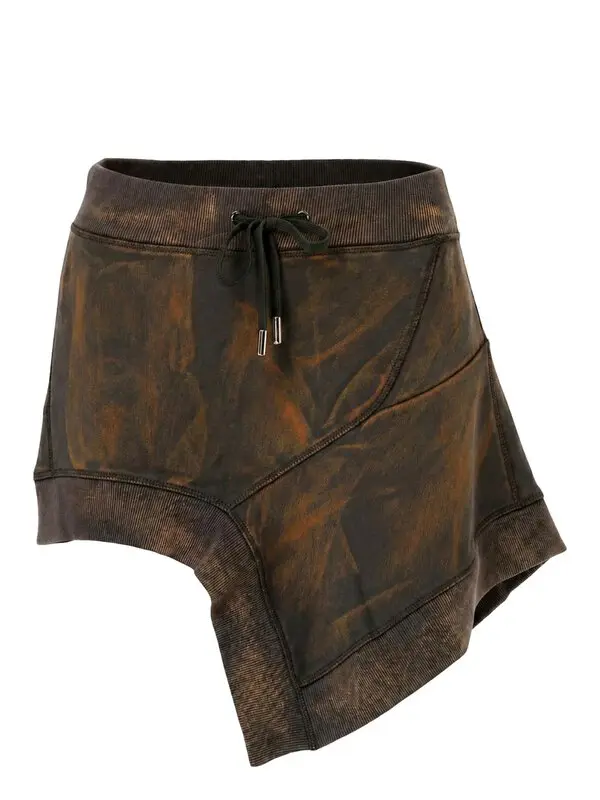 GAO REPUBLIC Asymmetrical Acid Wash Mini Skirt - Black