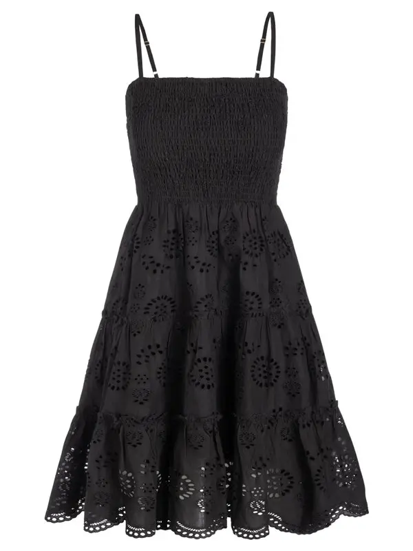CHANGE OF SCENERY Hannah Embroidered Eyelet Cotton Dress - Black
