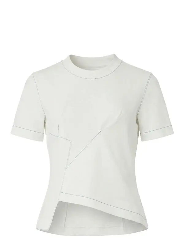 GAO REPUBLIC Asymmetrical Paneled Short Sleeve T-shirt - White