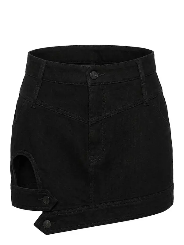 GAO REPUBLIC Denim Mini Skirt With Cut-out Detail - Black