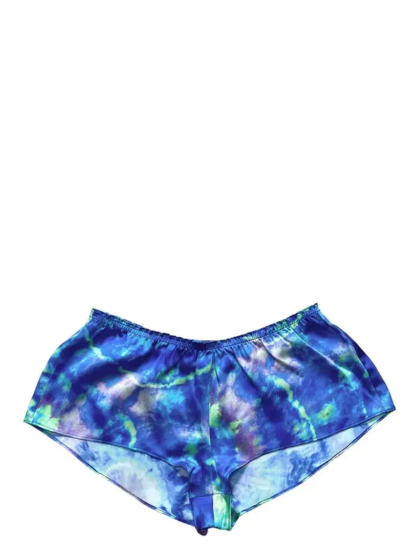 ROY G. Aura Geode Tie Dye Silk Flutter Shorts - Blue