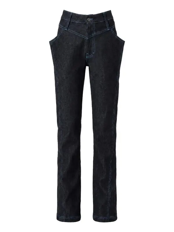 GAO REPUBLIC Indigo Denim High-rise Jeans With Flared Legs - Blue