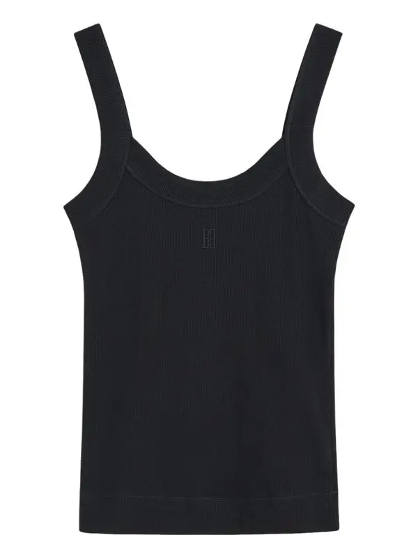 BY MALENE BIRGER Ribbed Tank Top With Monogram Detail - Black