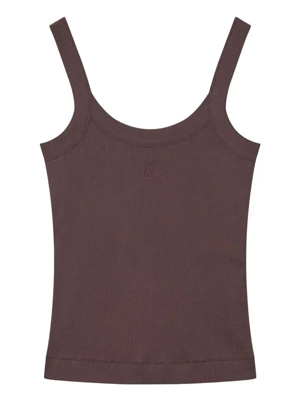 BY MALENE BIRGER Ribbed Tank Top With Embroidered Monogram - Aubergine