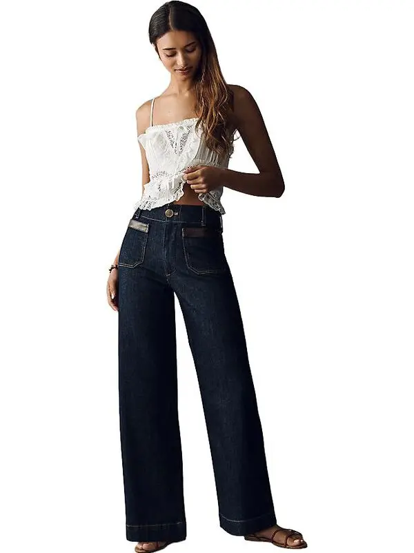 Maeve Colette High-rise Wide-leg Full-length Jeans - Medium Denim