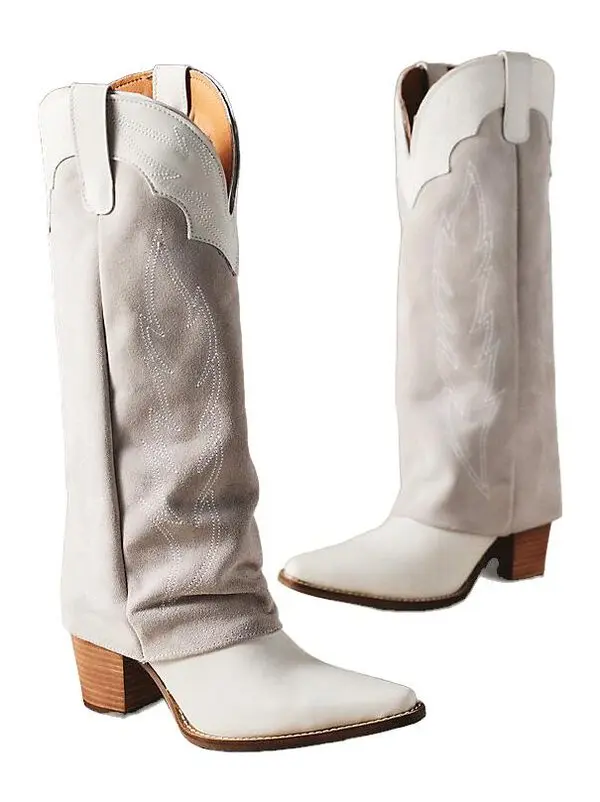 DINGO Wild Fire Suede Western Boots - White