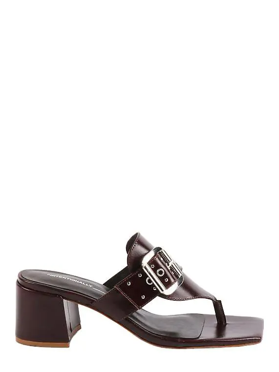Intentionally Blank Wynona Thong Heels With Buckle Detail - Dark Red