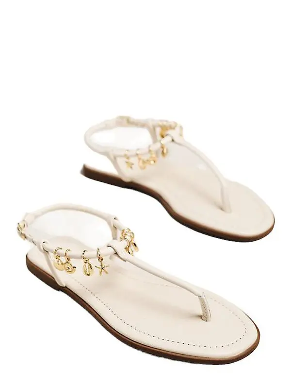 Maeve Ankle-strap Sandals With Charm Detailing - Cream