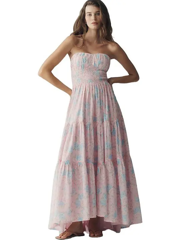 AMY JANE LONDON Posey Cotton Strapless Maxi Dress - Pastel Peony