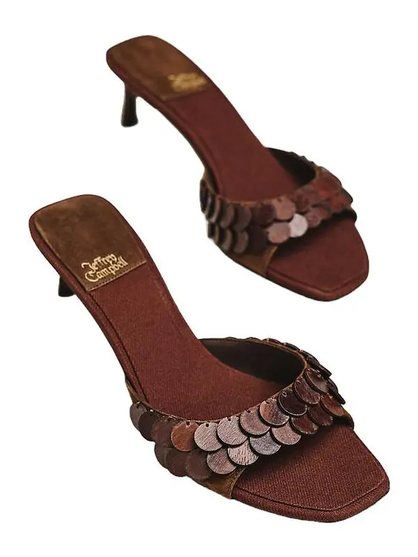 Jeffrey Campbell Islar Slip-on Kitten Heel Sandals - Brown Combo