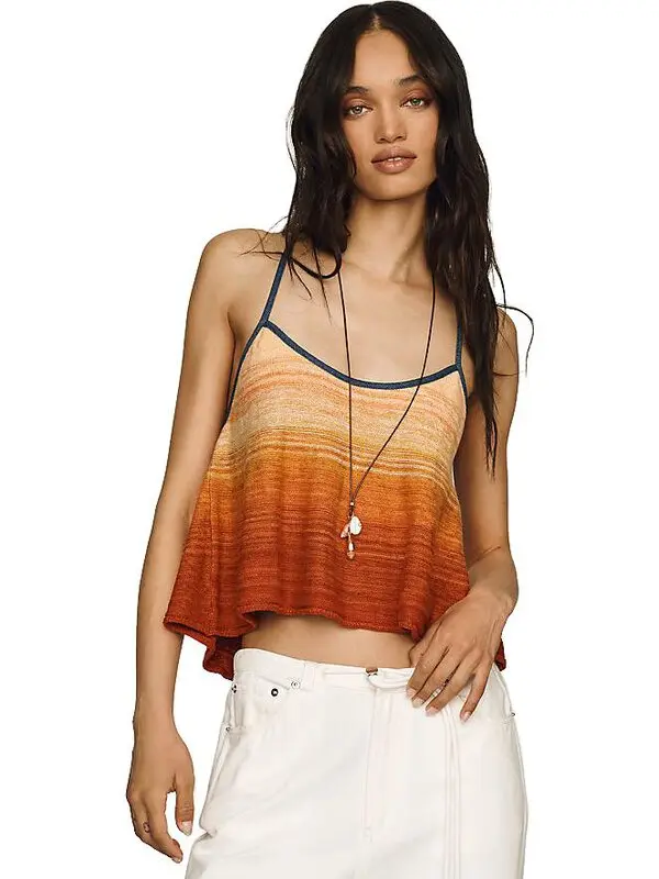 PILCRO Linen Cotton Sleeveless Sweater Tank Top - Orange Ombre