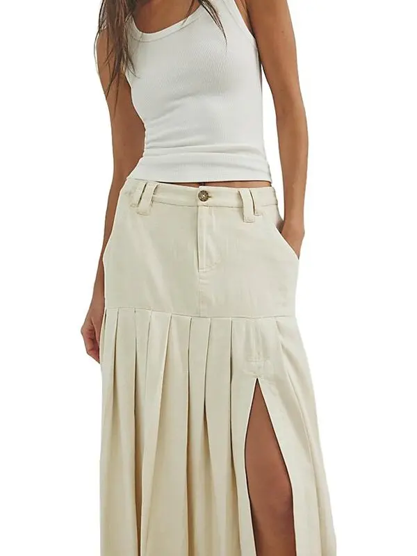 Free People 53rd Street Chino Maxi Skirt - Tea