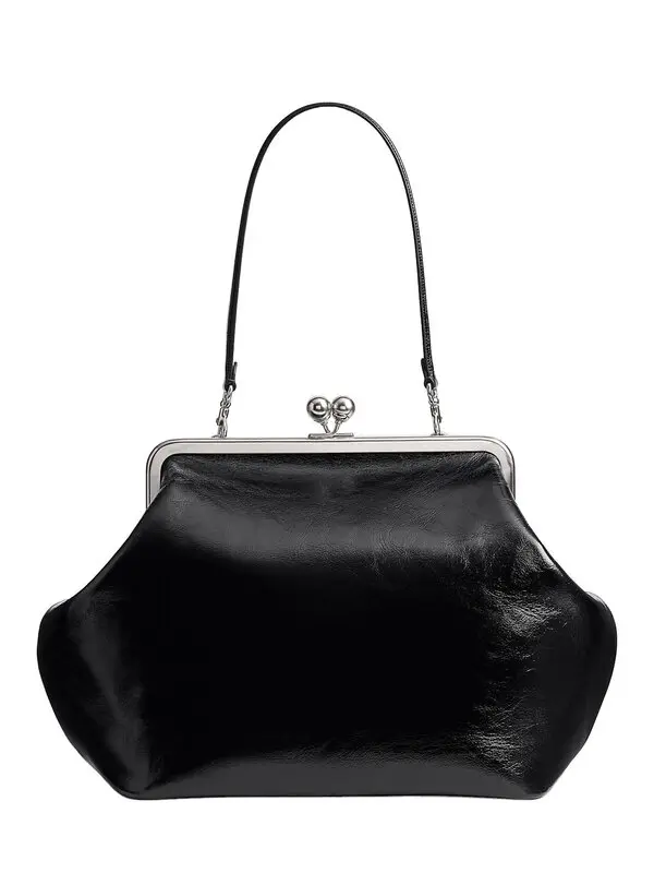 COACH Large Kisslock Frame Bag - Silver/black