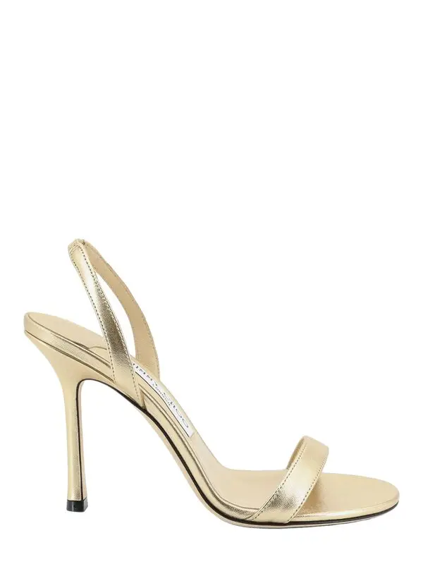 JIMMY CHOO Laminated Leather Slingback Sandals - Gold