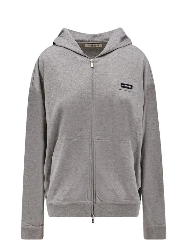 Miu Miu Mélange Jersey Zip-up Hoodie - Grey