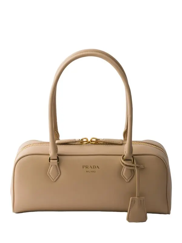 Prada Medium Leather Top-handle Bag - Sand Beige