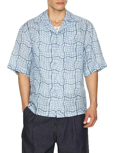 Marni Camp Collared Button Down Shirt - Light Blue