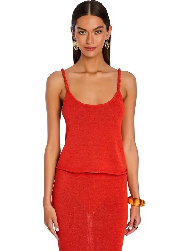 SEROYA Aimee Knit Tank Top - Scarlet Flame
