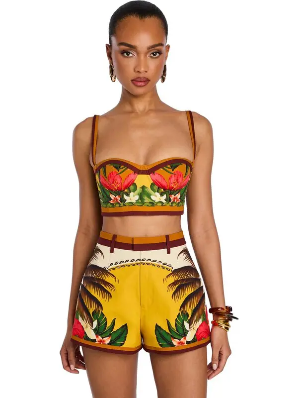 Retrofete Cricket Bustier Top Tropical Print - Jardim Botanico