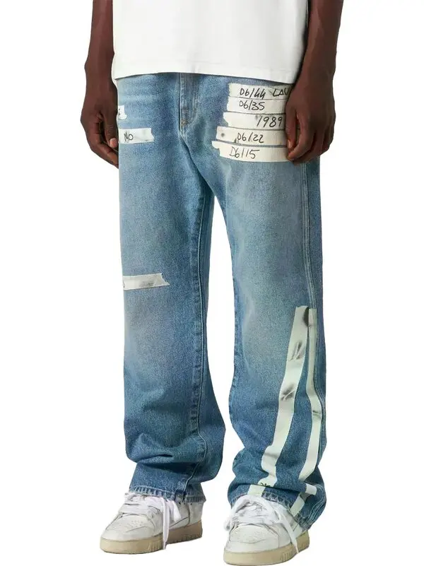 1989 STUDIO Tape-print Straight-leg Jeans - Blue