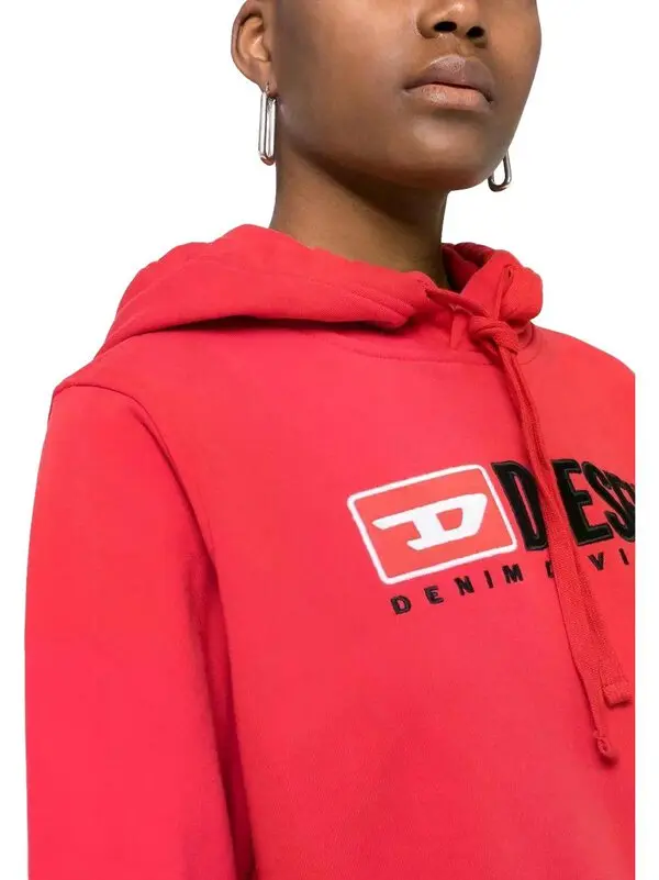 DIESEL® Cotton Hoodie With Embroidered Logo - Red