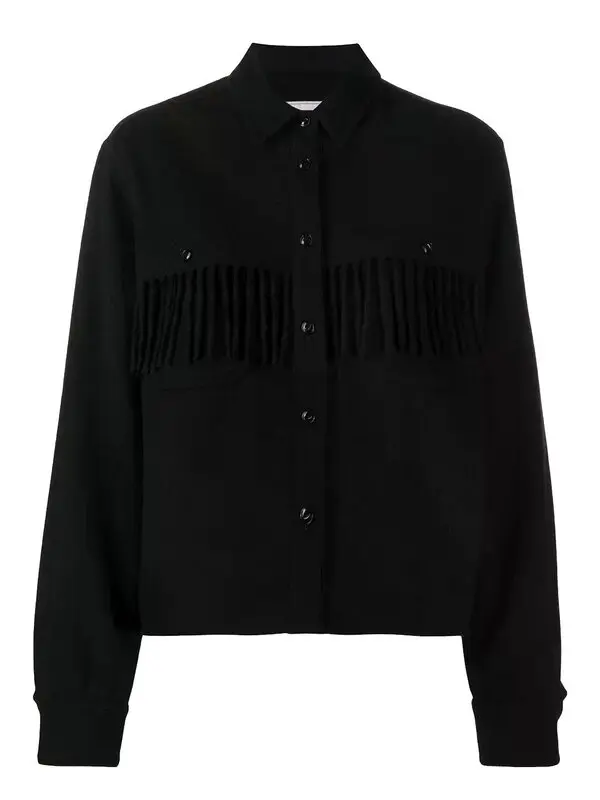 Woolrich Knitted Shirt With Fringed Detail - Black