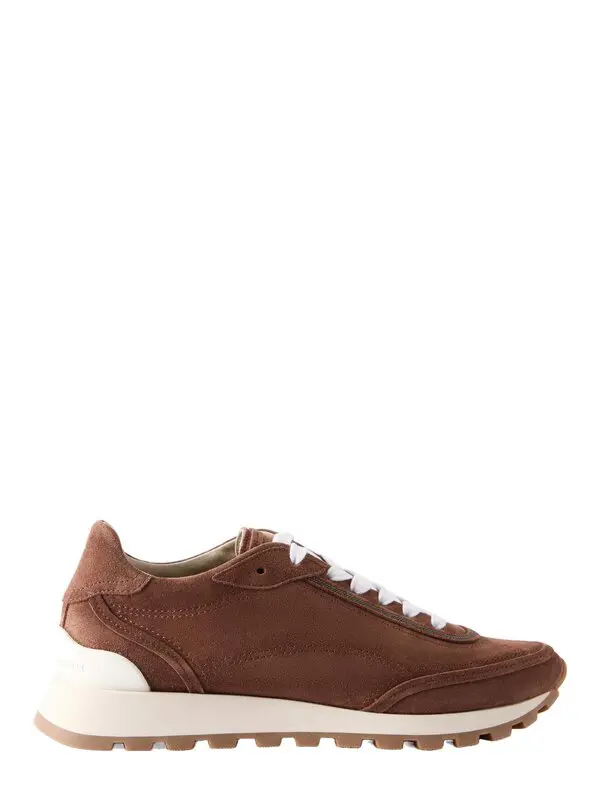 Brunello Cucinelli Suede Bead-embellished Low-top Sneakers - Brown