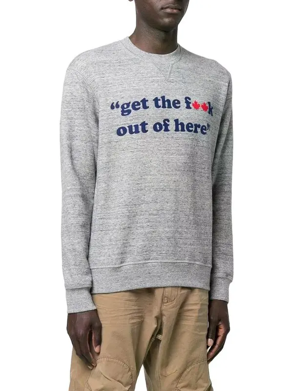 Dsquared2 Slogan Print Mélange Sweatshirt - Grey