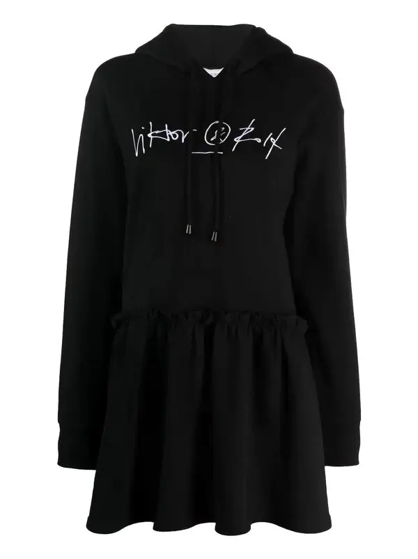 Viktor & Rolf Logo Embroidered Sweatshirt Dress - Black