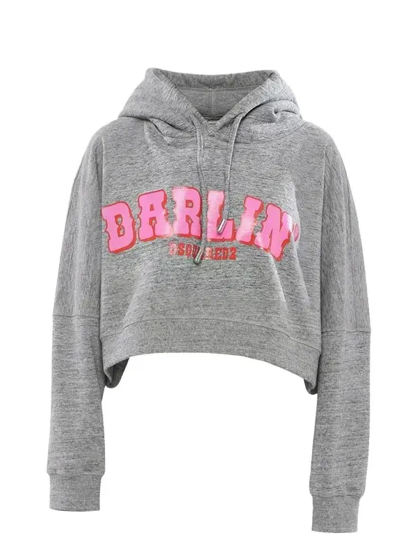 Dsquared2 Logo-print Crop Hoodie - Grey