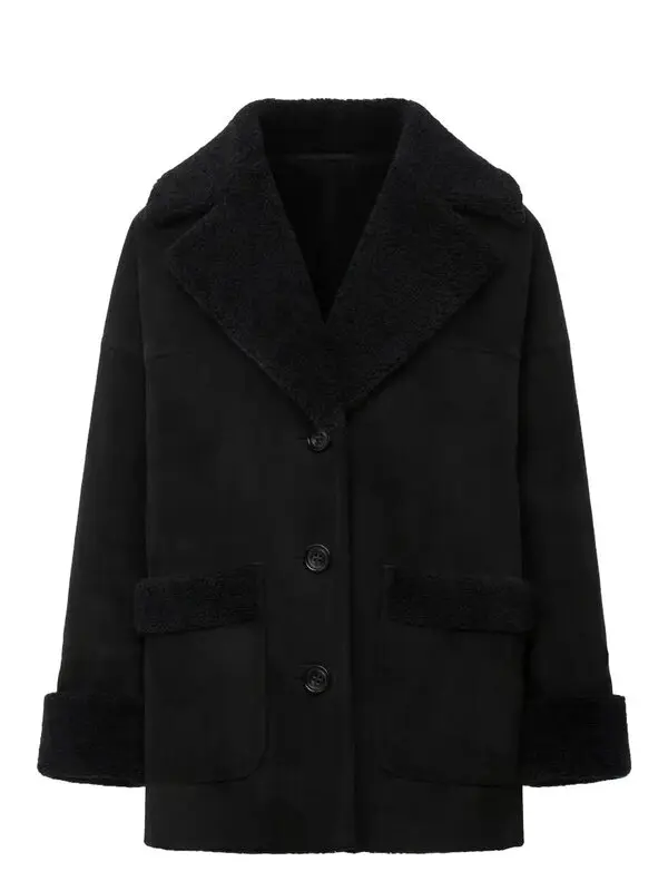 Dsquared2 Shearling Trim Patch Pocket Coat - Black