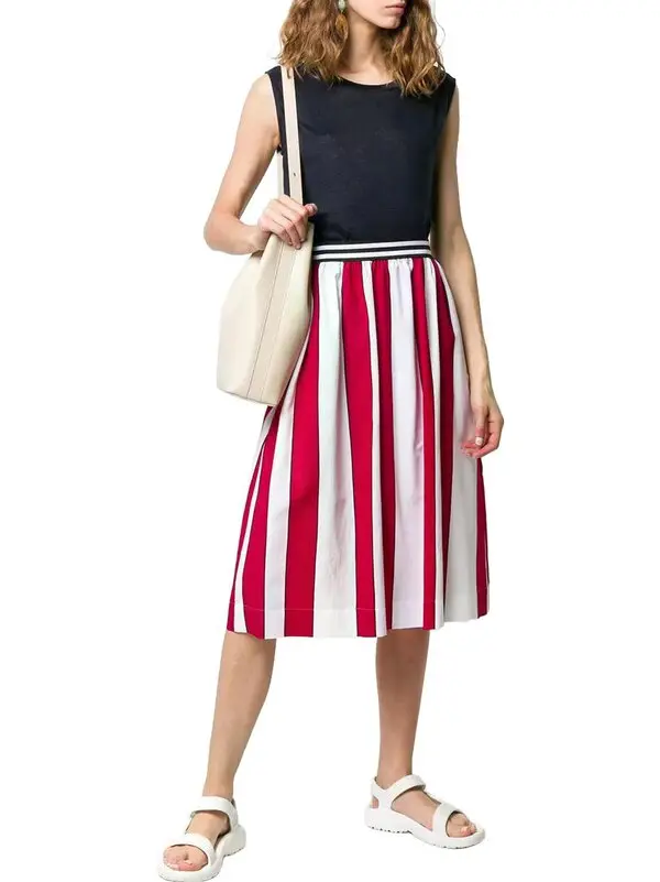 Woolrich Striped Pleated Skirt - Red