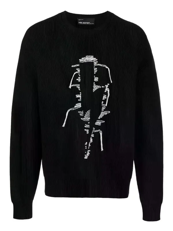 Neil Barrett Bolt Motif Cotton Blend Jumper - Black