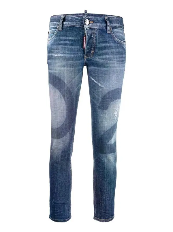 Dsquared2 Cropped Logo Jeans - Blue