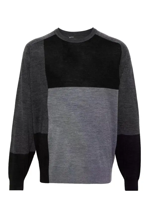 Neil Barrett Colour-block Wool Jumper - Grey