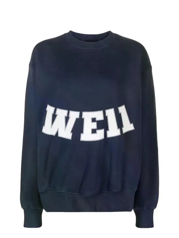 We11Done Logo Print Cotton Sweatshirt - Blue