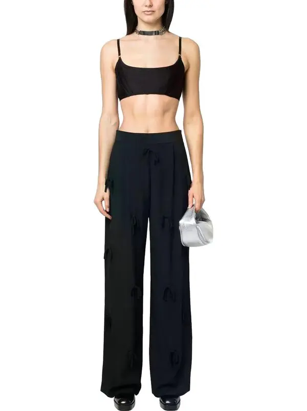 Viktor & Rolf Bow Embellished Wide Leg Trousers - Black