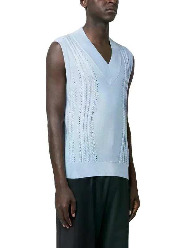 Viktor & Rolf Cable Knit V-neck Vest - Blue