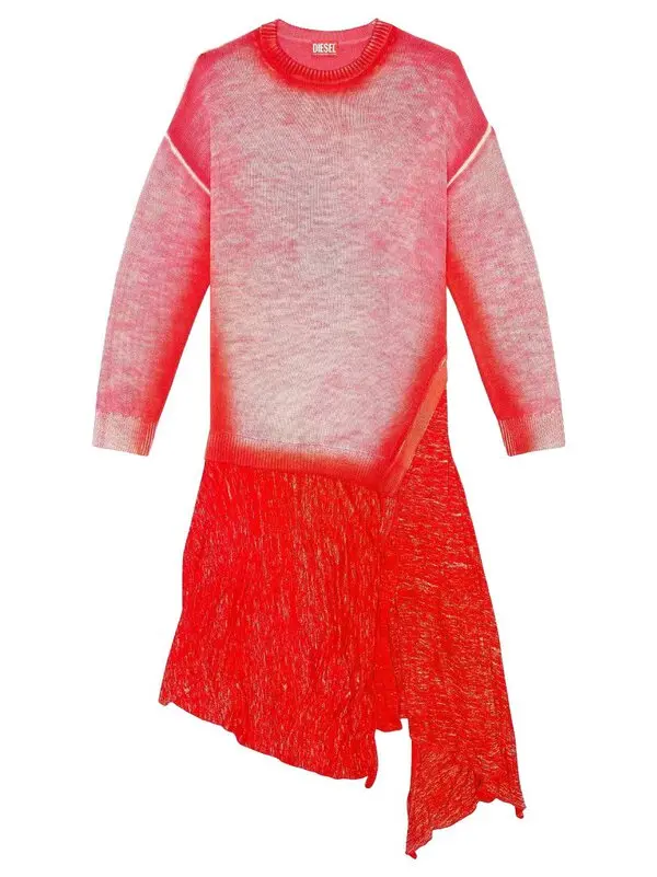 DIESEL® M-kimolos Asymmetrical Knit Midi Dress - Red