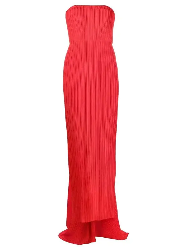 Solace London Strapless Pleated Dress - Red