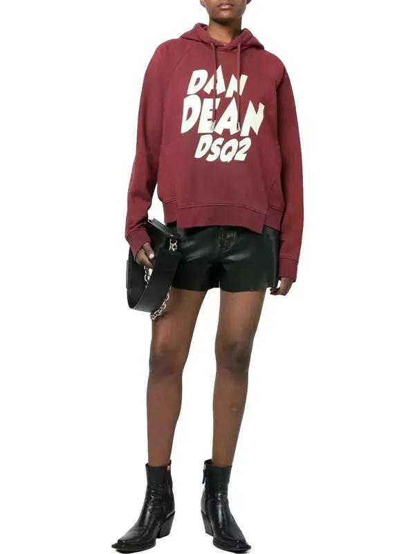 Dsquared2 Logo Print Drawstring Hoodie - Red