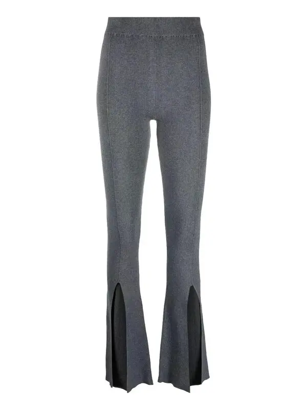 Remain Birger Christensen Rib Knit Trousers With Front Slit - Grey