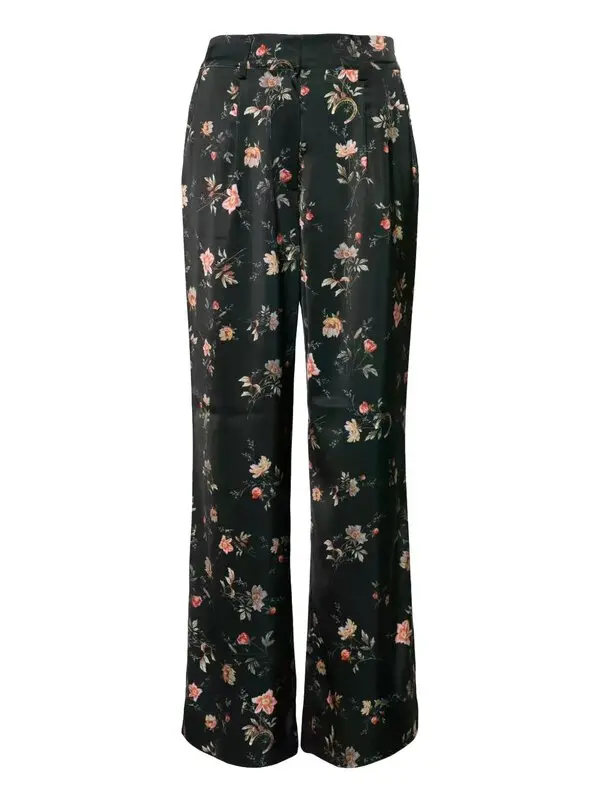 ALLSAINTS Floral-print Satin Trousers - Black