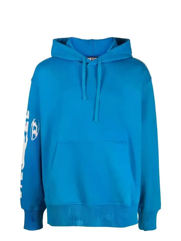 DIESEL® Graphic Print Cotton Hoodie - Blue