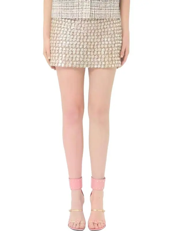 Valentino Garavani Embroidered Organza Mini Skirt - Neutrals