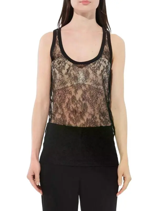 Givenchy Sheer Floral-lace Vest Tank Top - Black